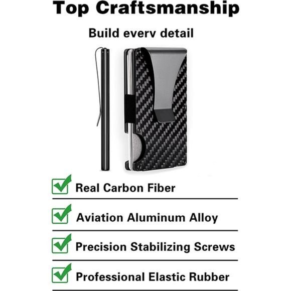 Bags | Minimalistic Carbon Fiber Wallet For Men Rfid Blocking Slim ...